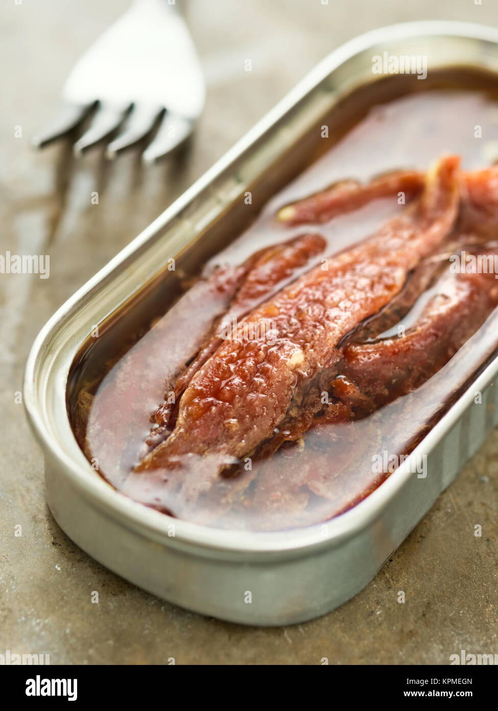 canned salted anchovy fillets in oil Stock Photo - Alamy