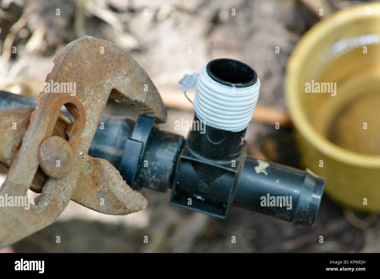 Step by step series on laying irrigation pipe for a home garden, using ...
