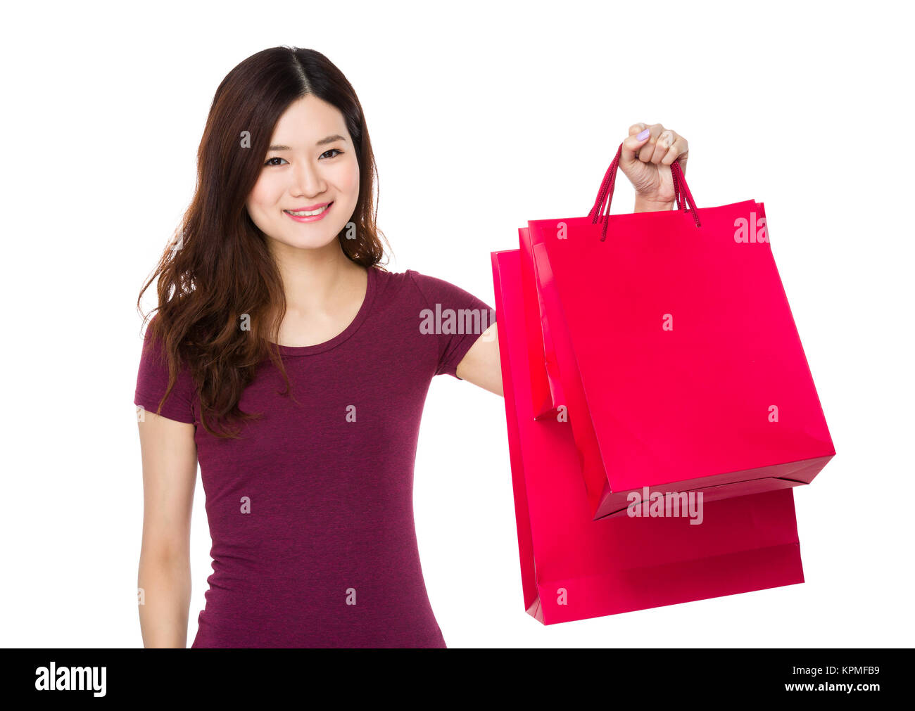 Young Woman hold with shopping bag Stock Photo - Alamy