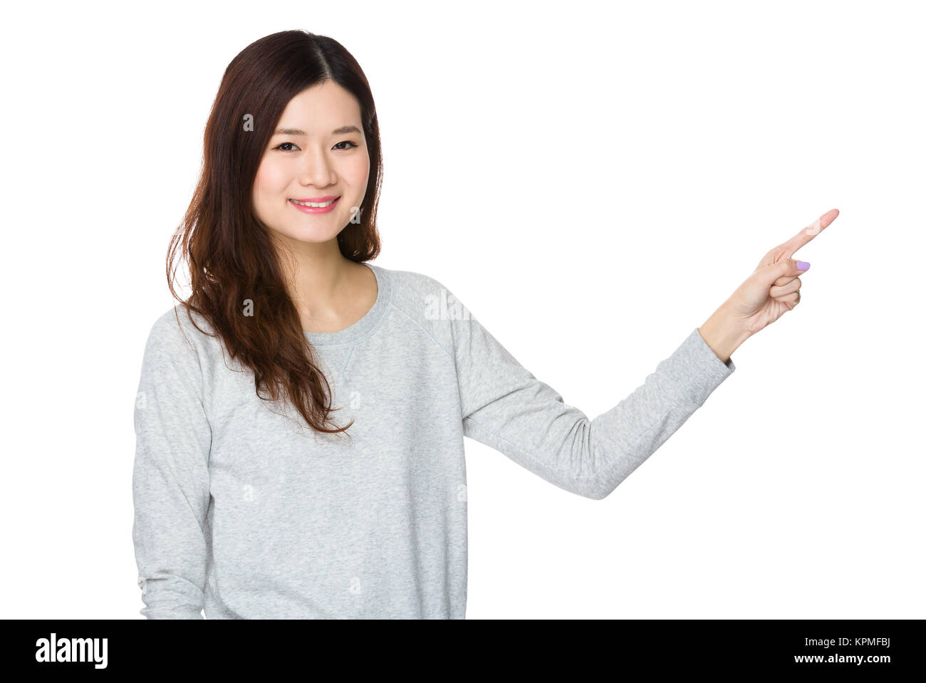 Pretty woman point index finger hi-res stock photography and images - Alamy