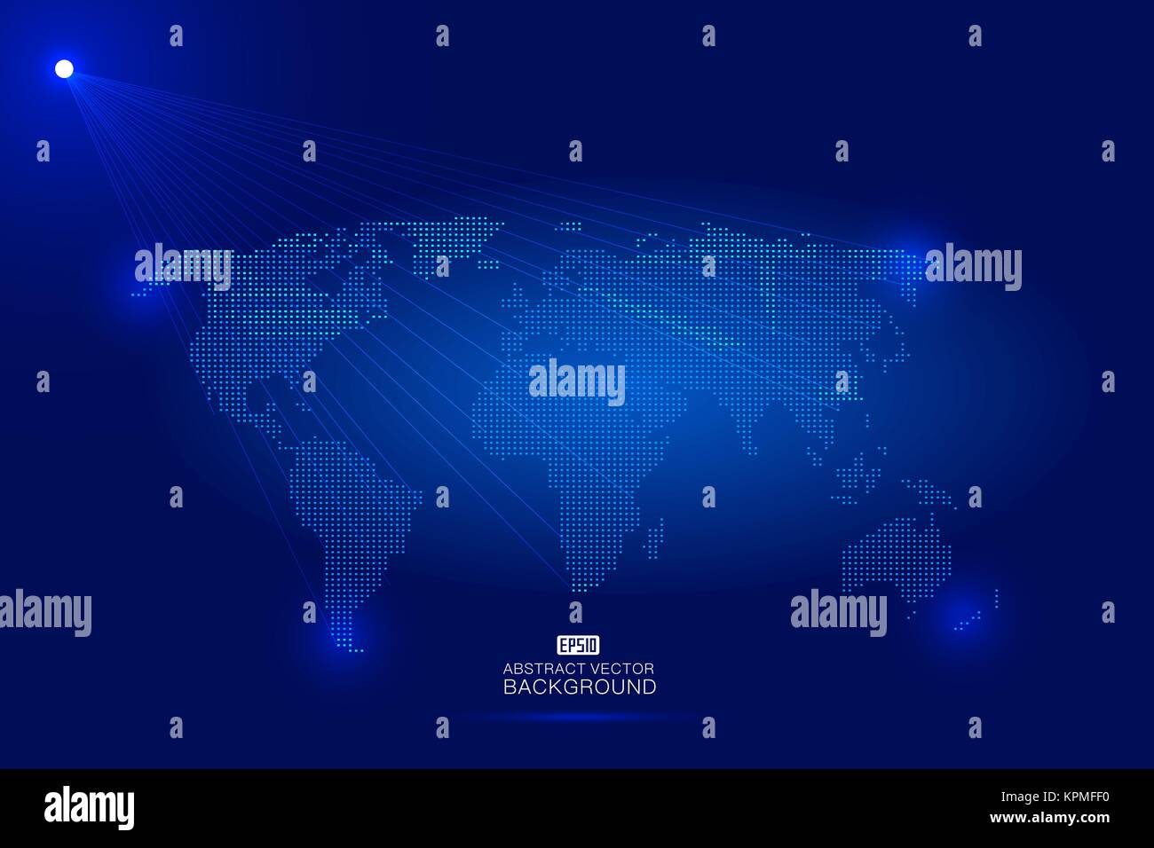 Ray projection on the digital world map, the vector element of the blue ...