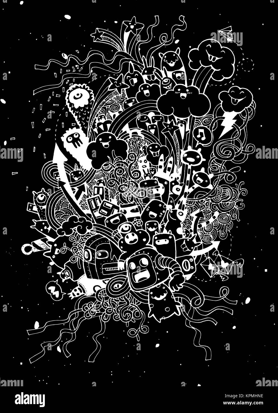 Hand Drawn of Monster party background Stock Photo - Alamy