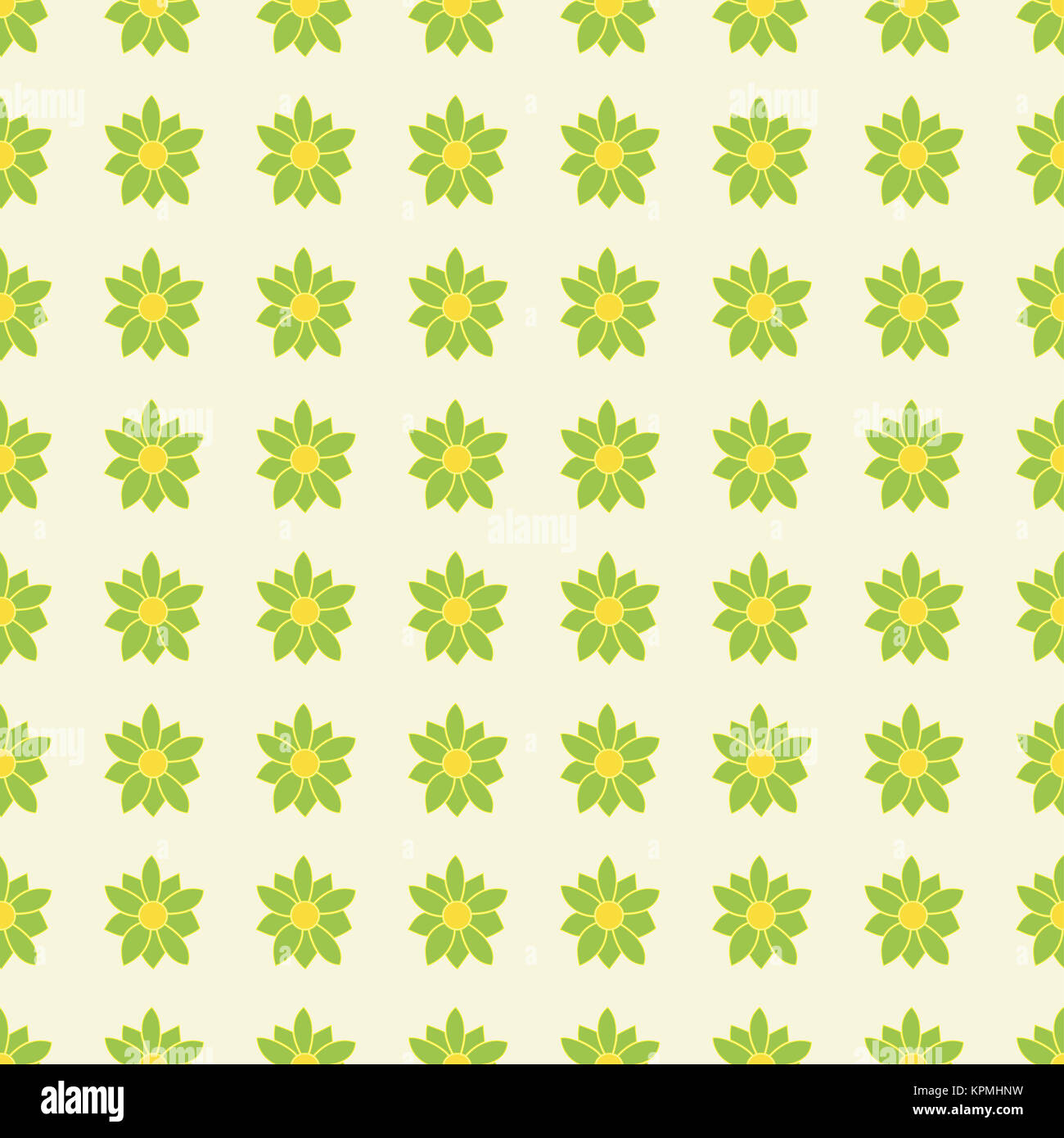 Green flowers seamless pattern on a light yellow background Stock Photo ...