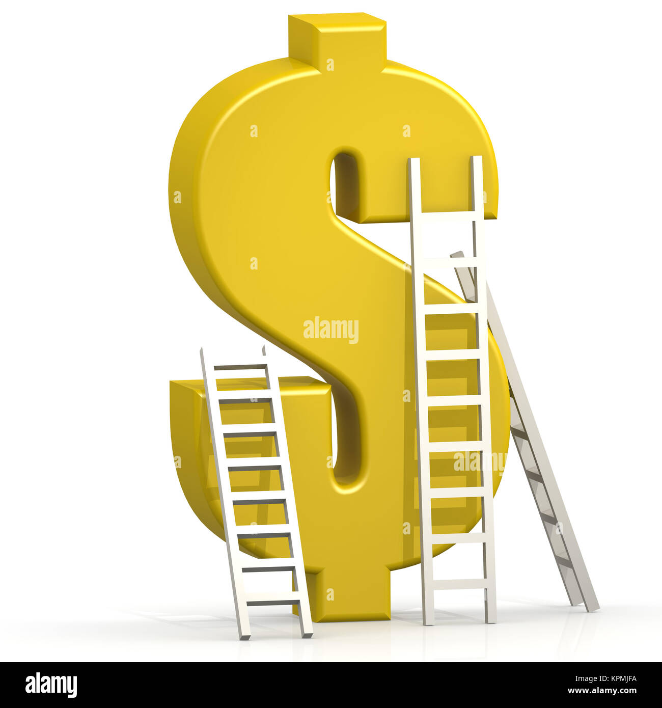 Yellow dollar sign with ladder Stock Photo - Alamy