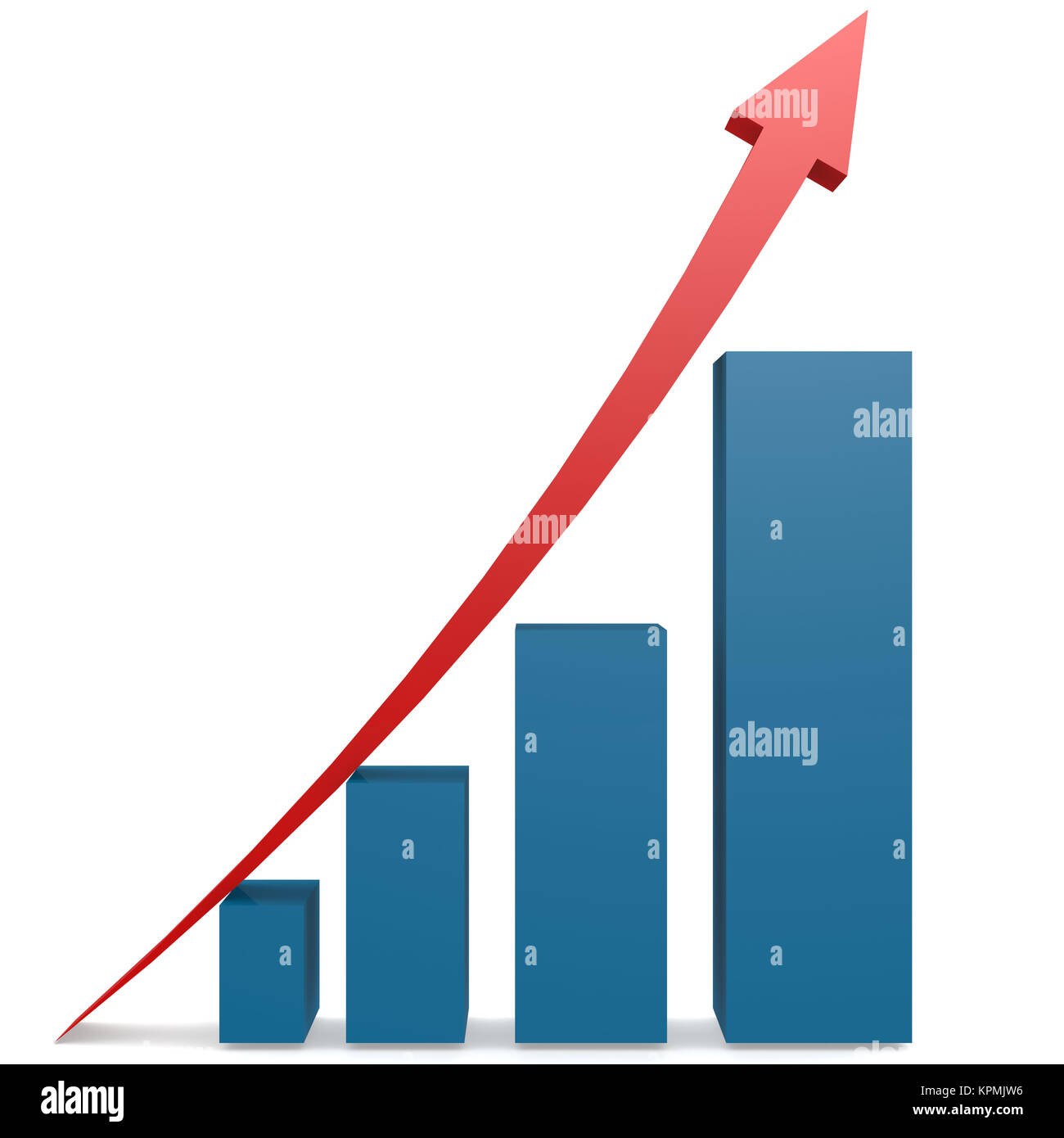 Red arrow and blue bar chart Stock Photo - Alamy