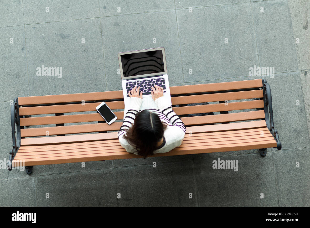 Top view of woman use of laptop computer Stock Photo - Alamy