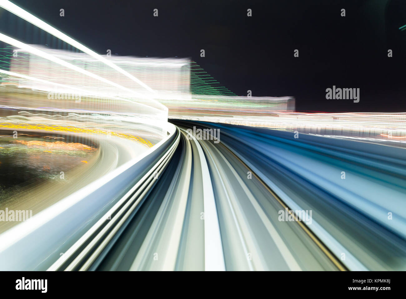 Train moving fast at night Stock Photo - Alamy
