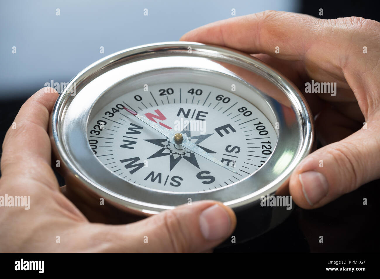 Man holding map compass close hi-res stock photography and images - Alamy