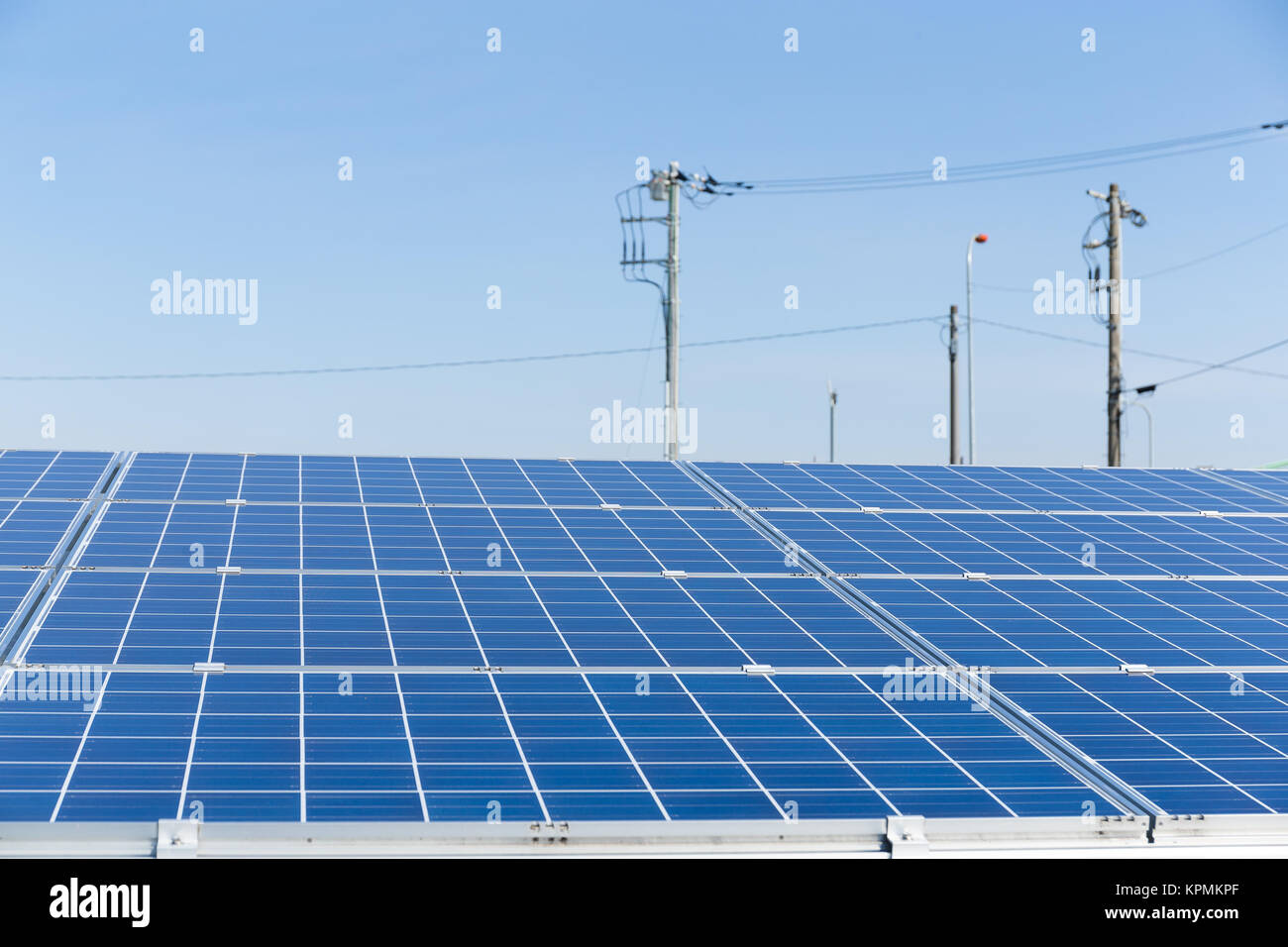 Solar panel and power line Stock Photo - Alamy