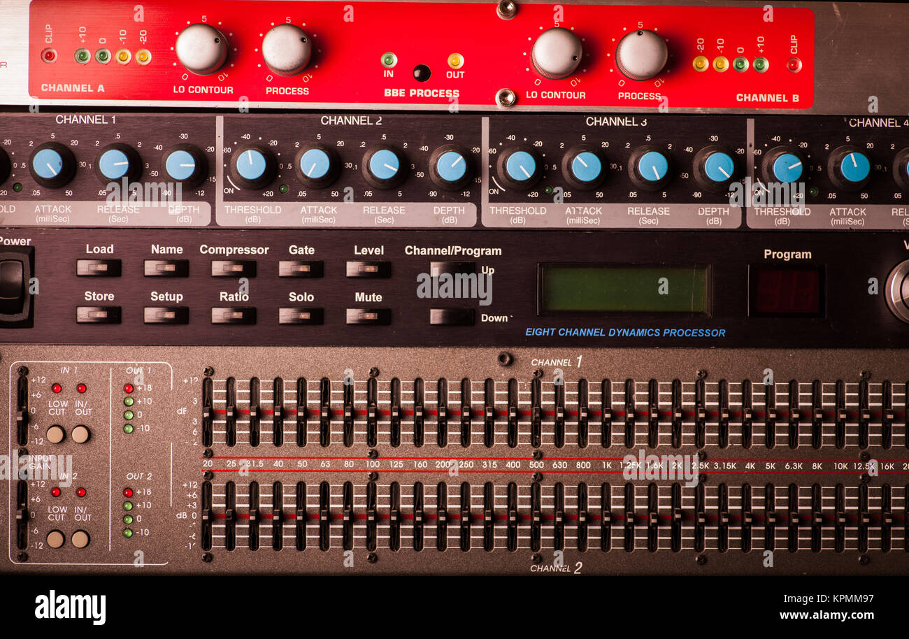 Buttons in sound studio Stock Photo - Alamy