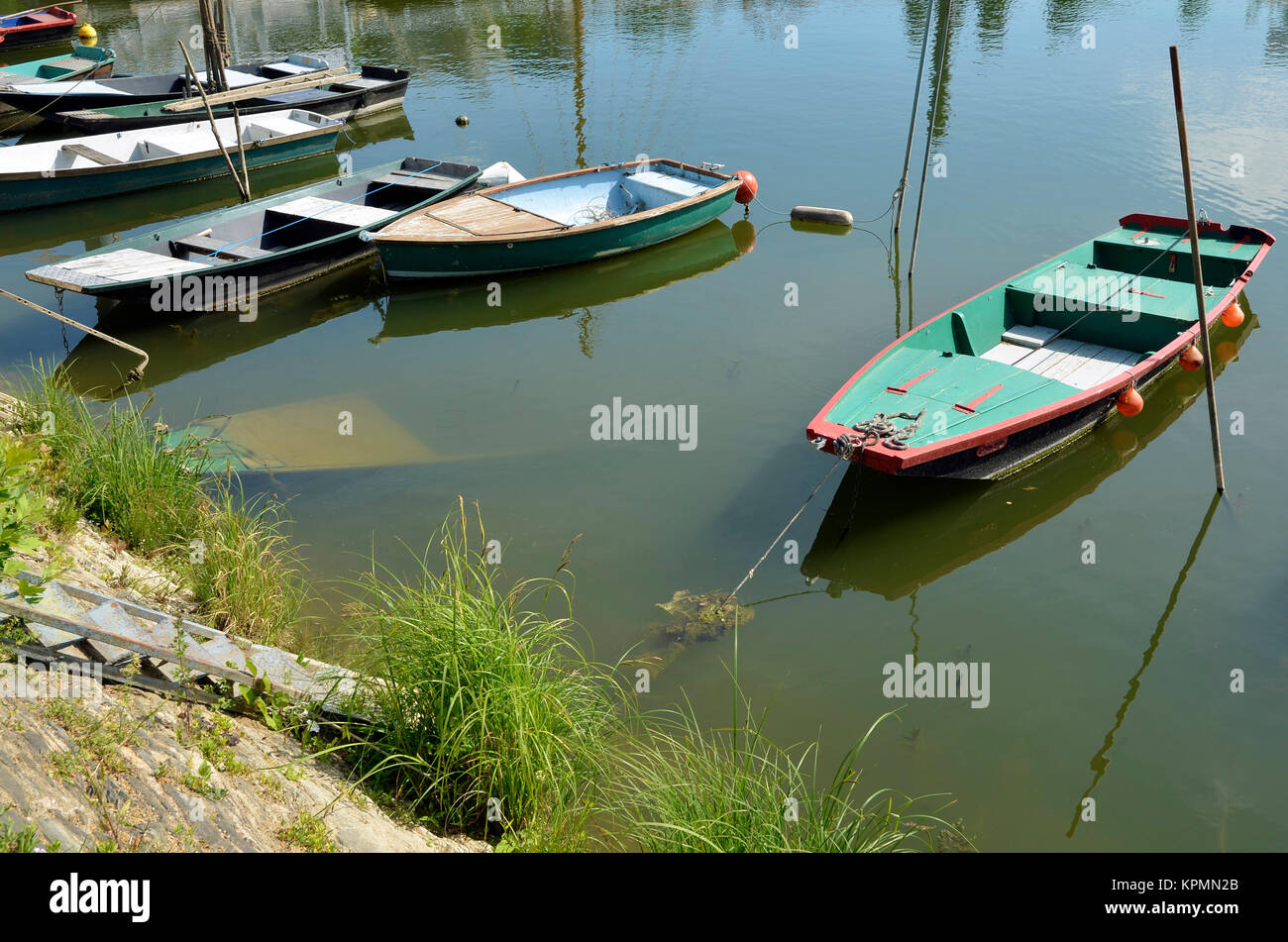 Small boats at Angers in France Stock Photo - Alamy