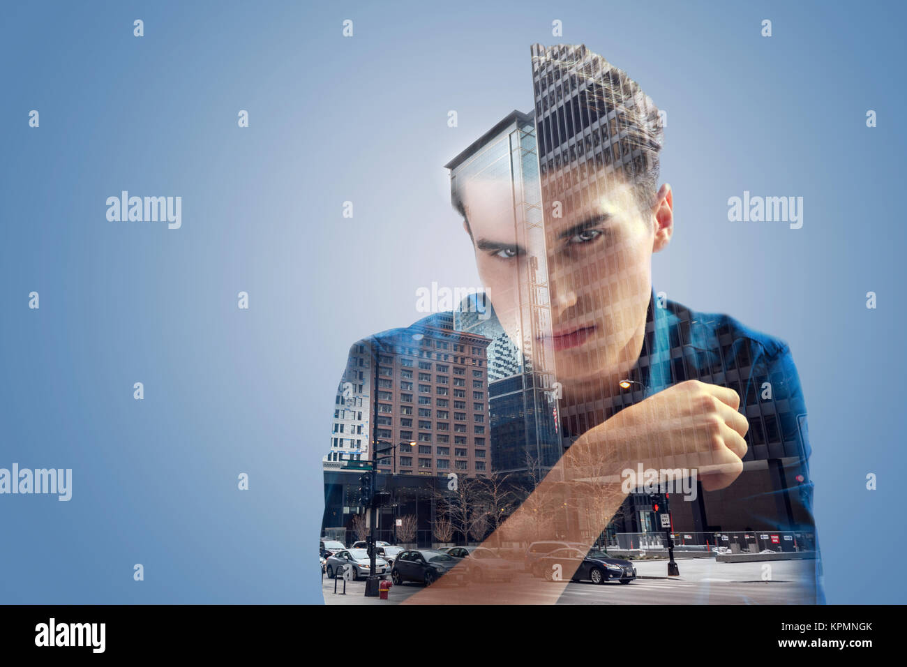 Handsome guy looking into camera confidently Stock Photo - Alamy