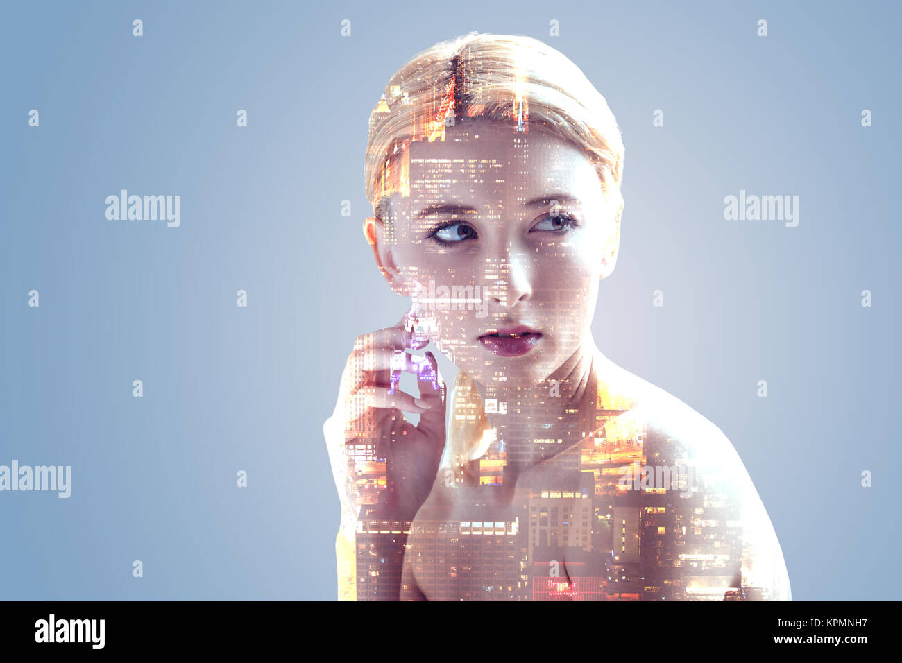 Concentrated young woman recalling her past Stock Photo - Alamy