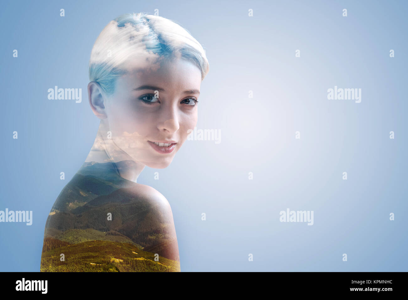 Cheerful blonde girl smiling into camera Stock Photo - Alamy