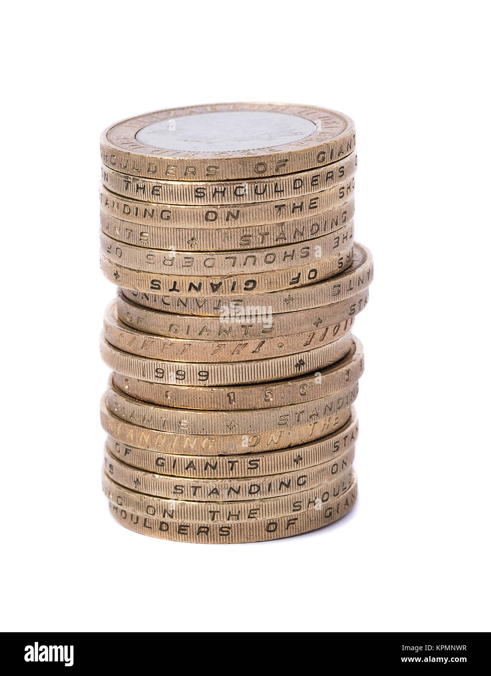 stack of two pound coins on white background Stock Photo - Alamy