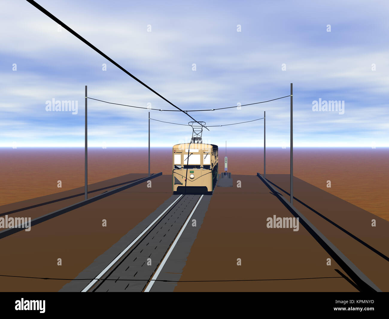 railways on track with power lines Stock Photo - Alamy