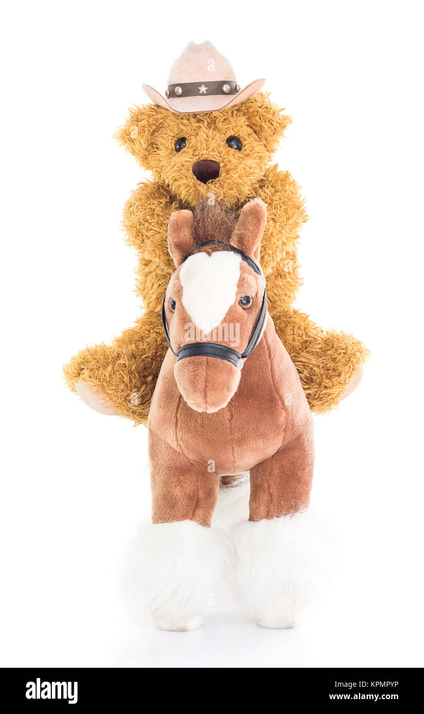 Cowboy Teddy bear riding a horse Stock Photo - Alamy