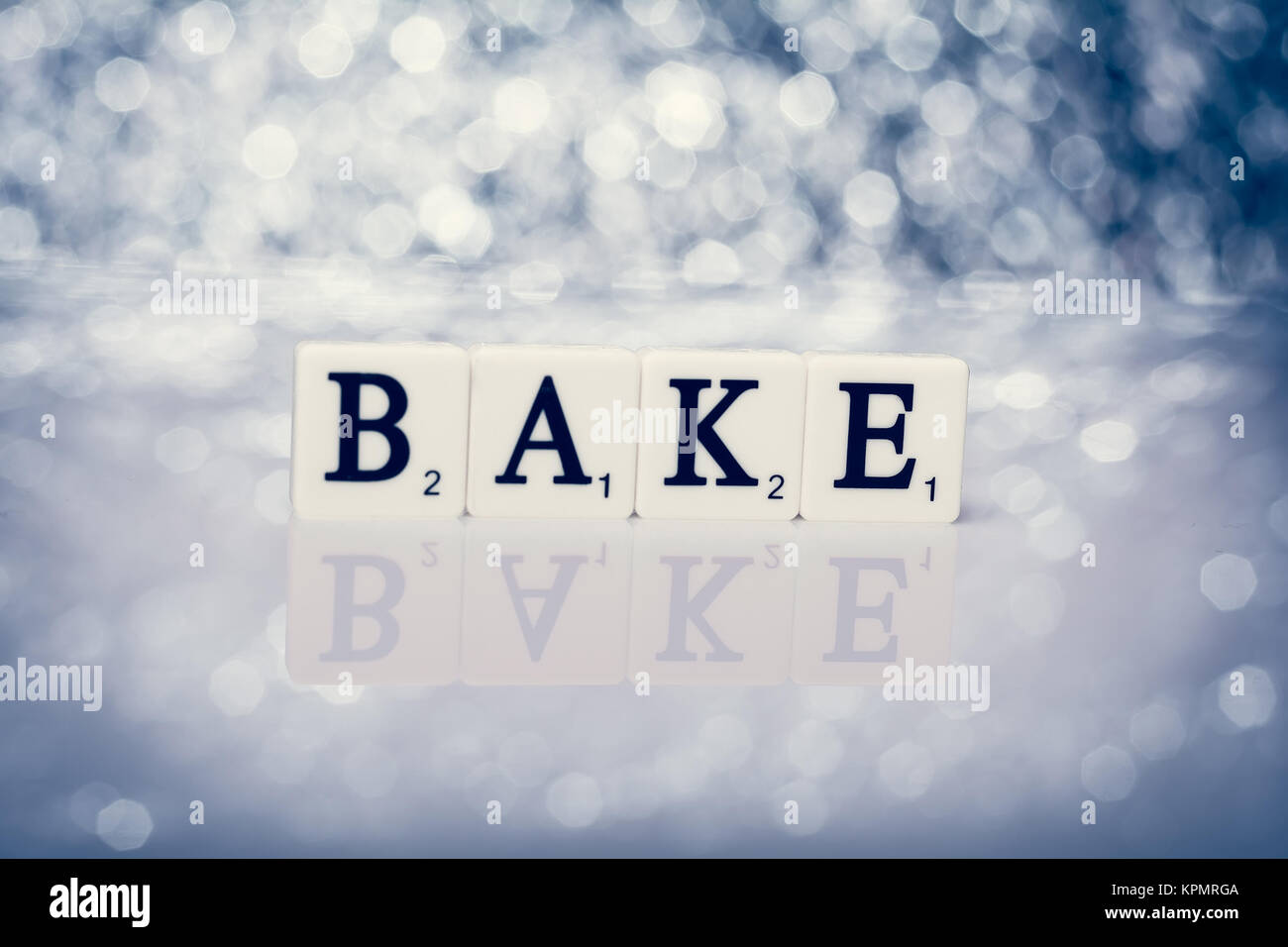 Written word of tiles with letters - bake Stock Photo - Alamy