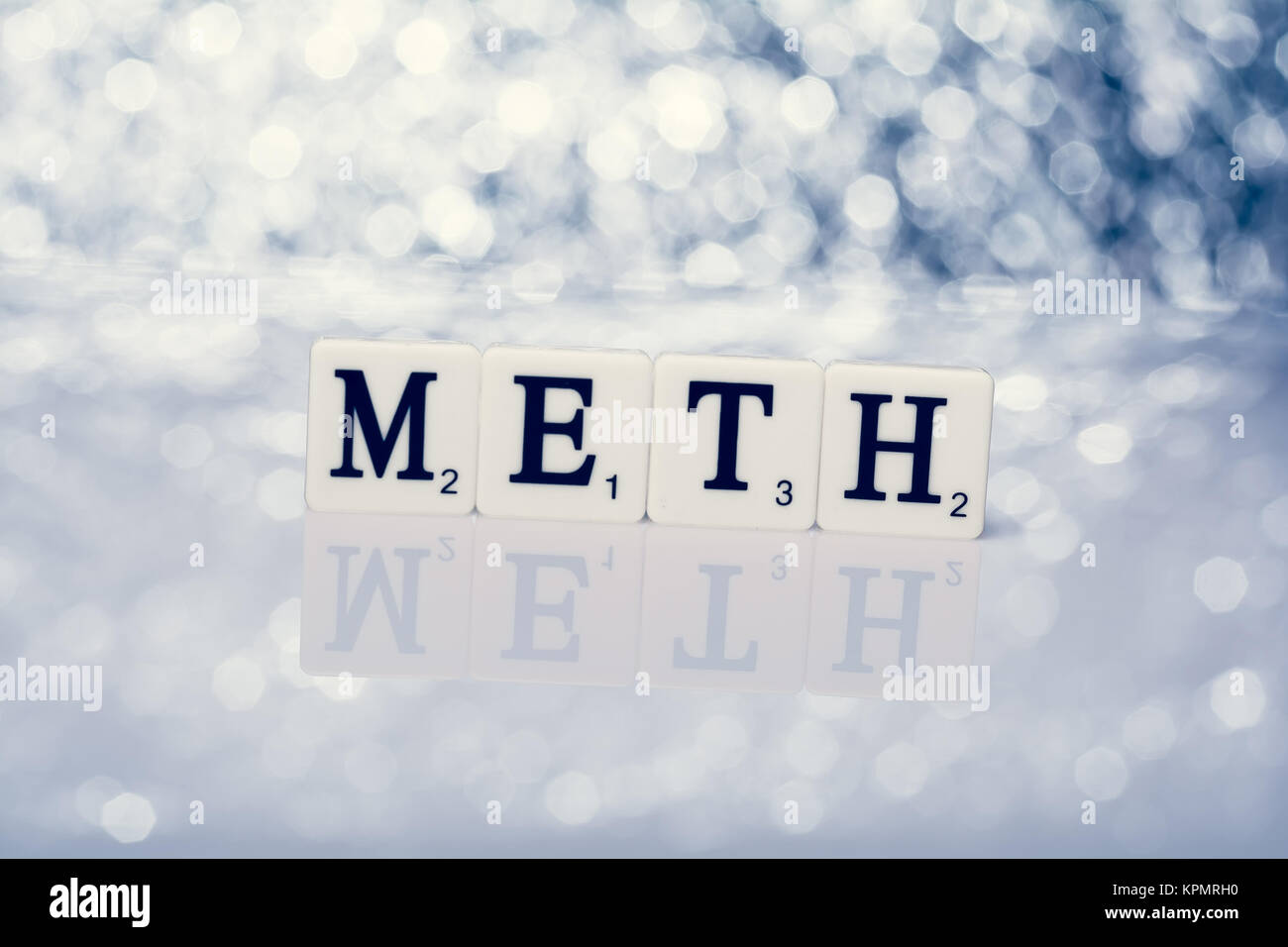 Written word of tiles with letters - meth Stock Photo - Alamy