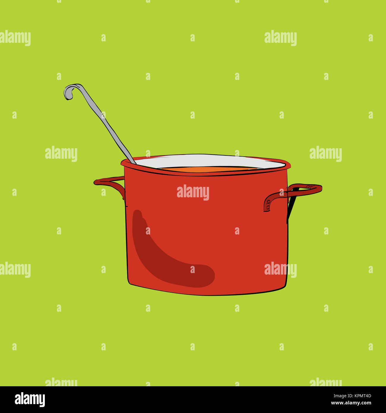 Pot with ladle vector illustration Stock Photo - Alamy