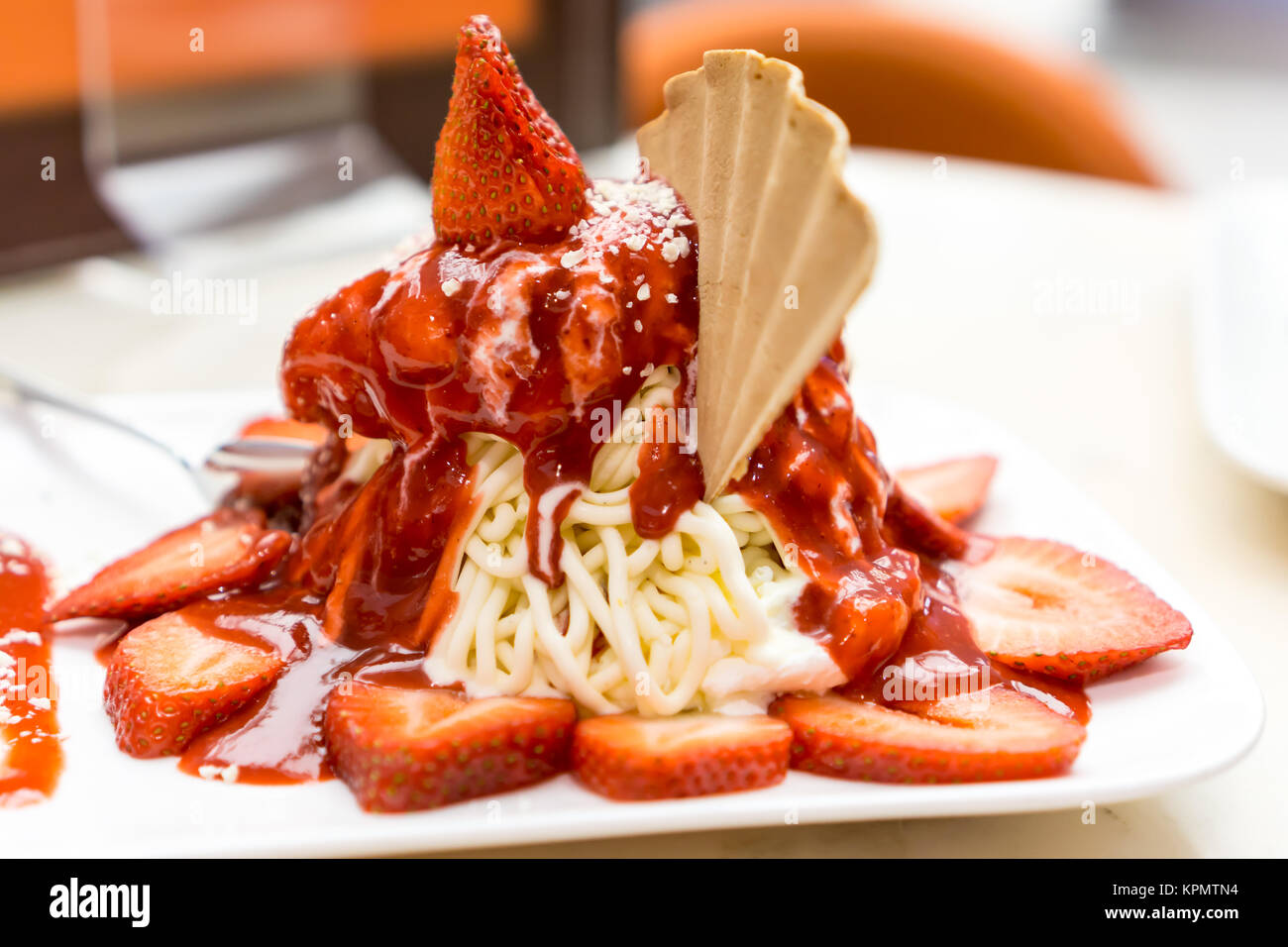 German ice cream made to look like a plate of spaghetti Stock Photo - Alamy