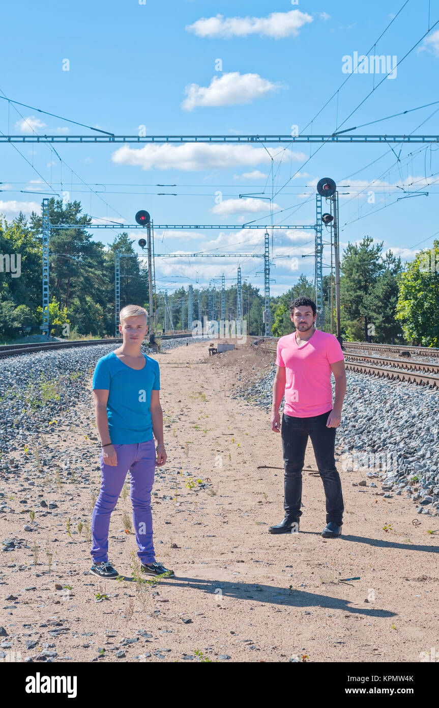 Handsome man train tracks hi-res stock photography and images - Alamy
