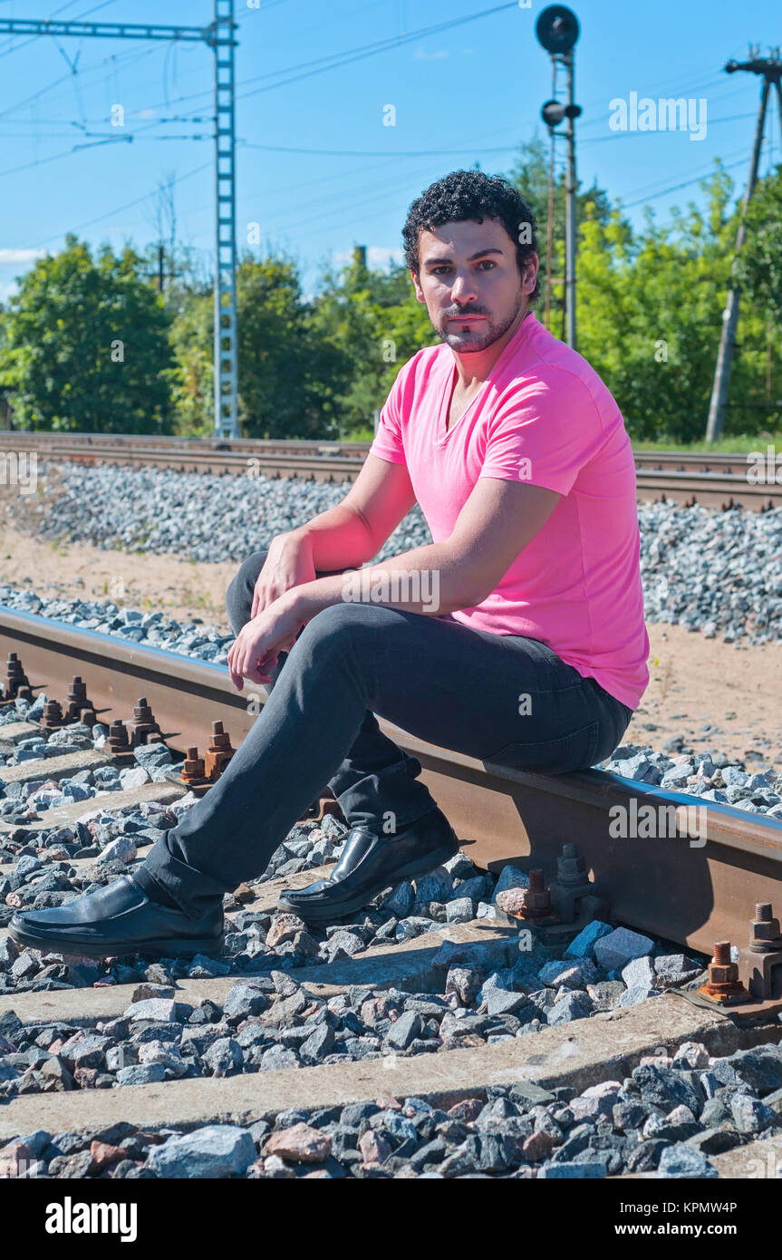 Man model male beard railway hi-res stock photography and images - Alamy