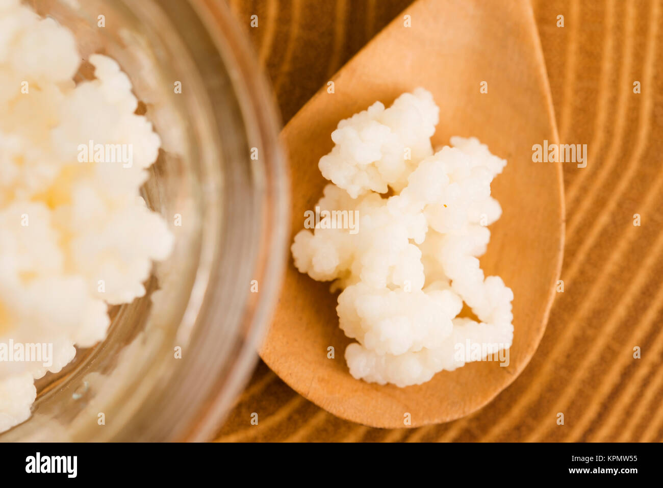 Organic probiotic milk kefir grains Stock Photo - Alamy