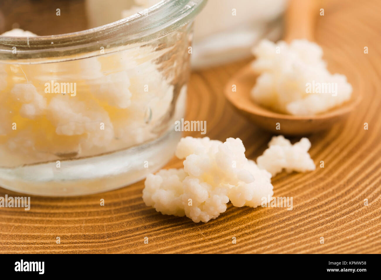 Organic probiotic milk kefir grains Stock Photo - Alamy