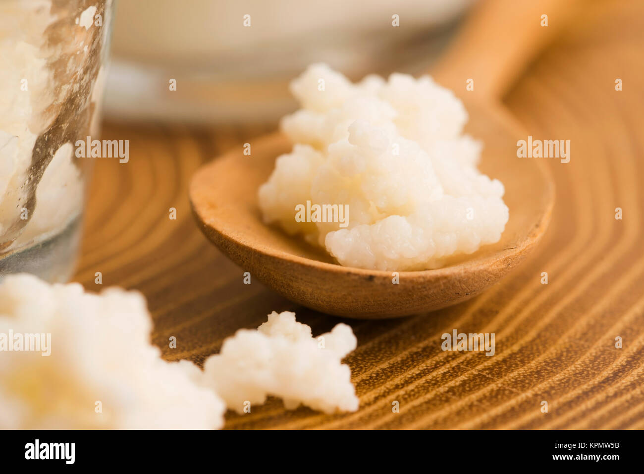 Organic probiotic milk kefir grains Stock Photo - Alamy