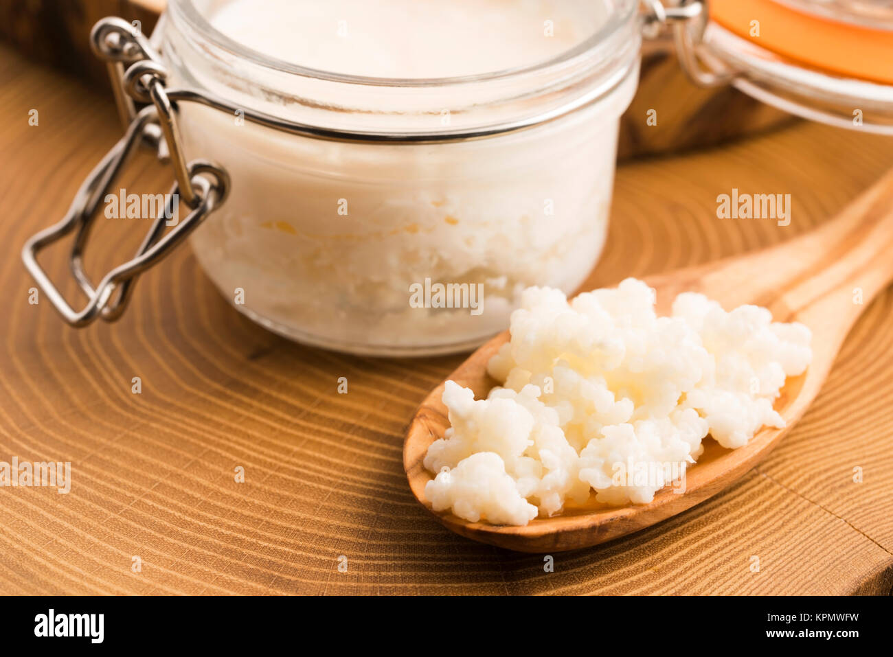 Organic probiotic milk kefir grains Stock Photo - Alamy