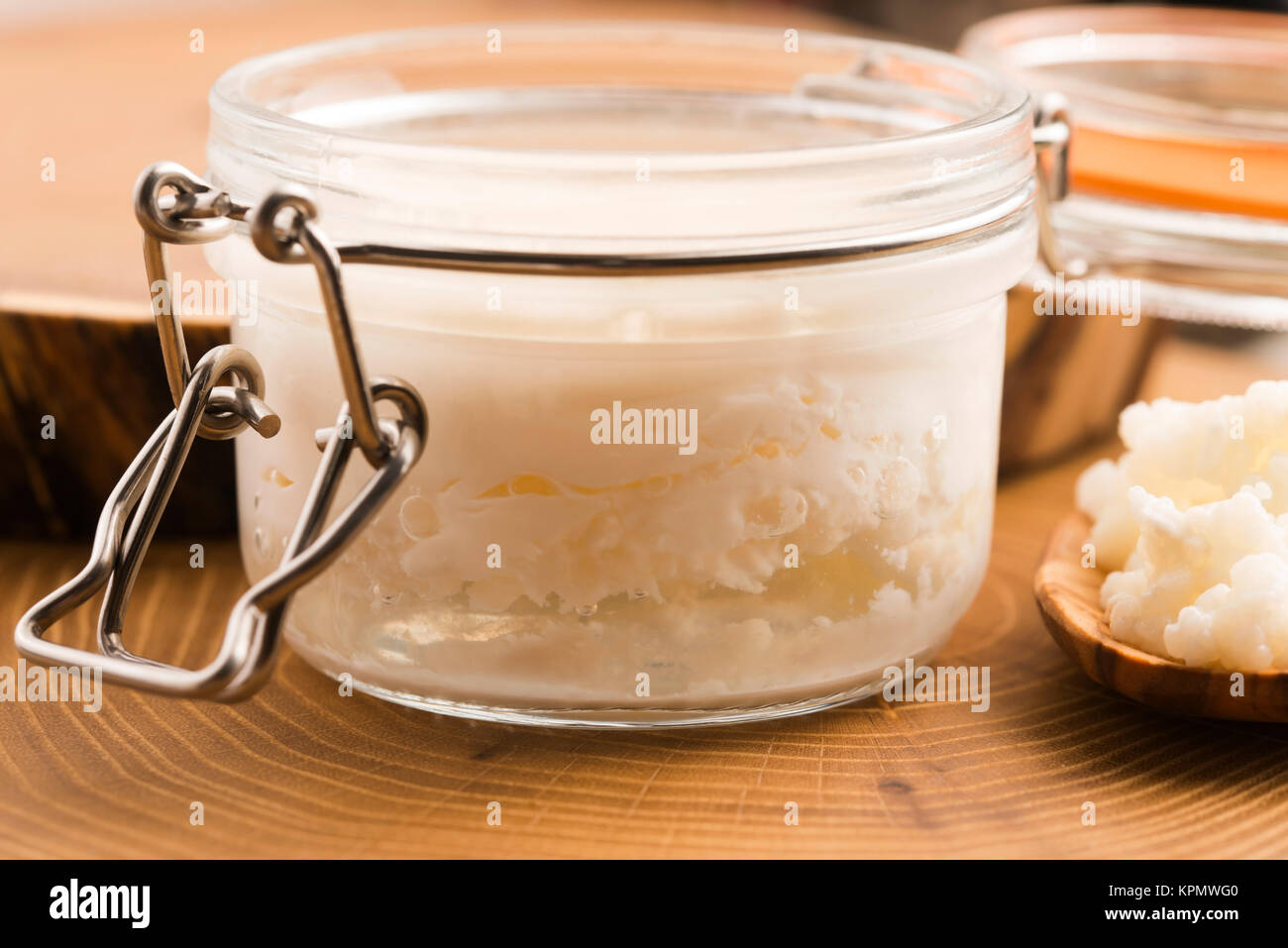 Organic probiotic milk kefir grains Stock Photo - Alamy