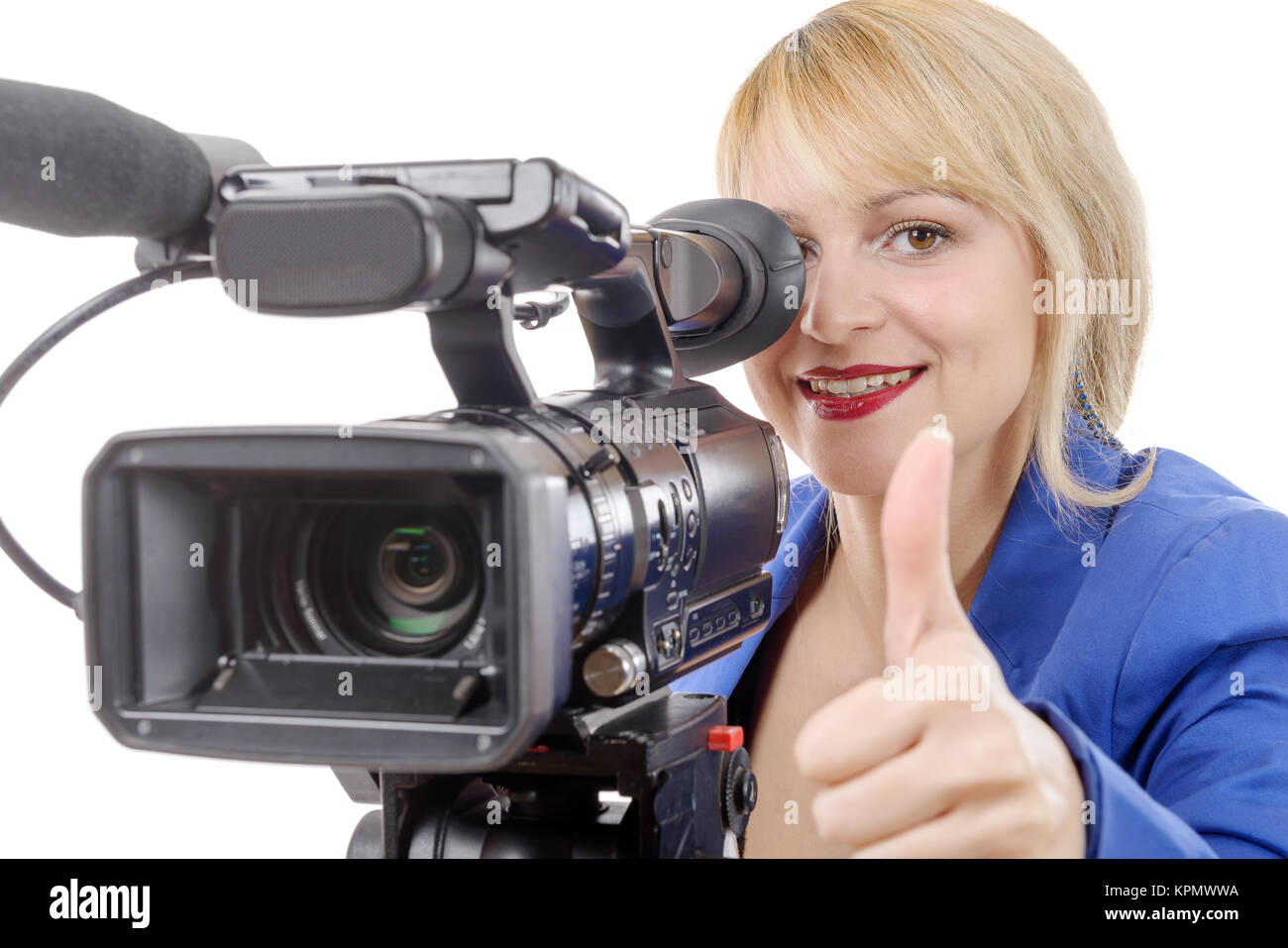 beautiful young woman with a professional video camera Stock Photo - Alamy