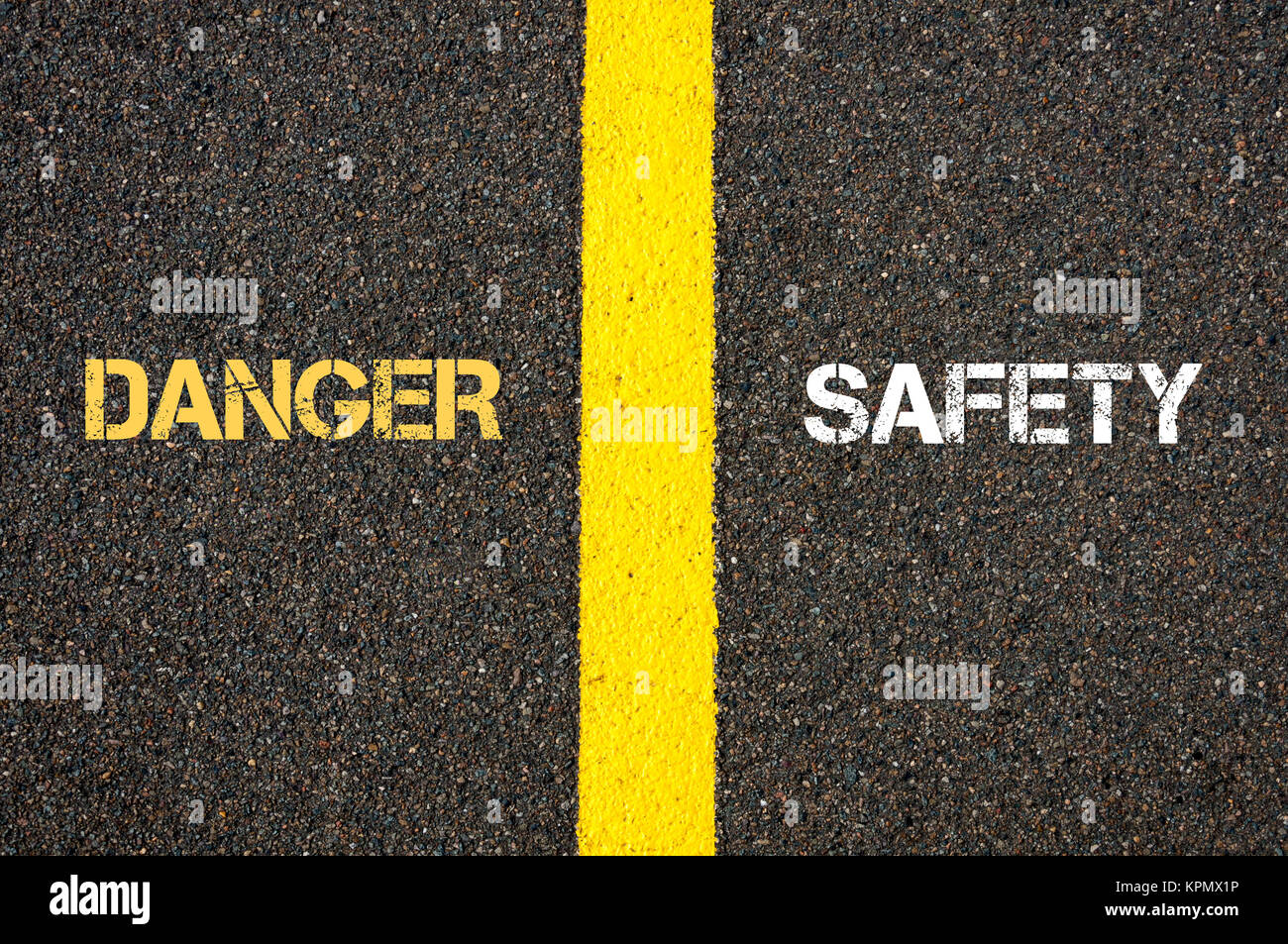 Antonym concept of DANGER versus SAFETY Stock Photo - Alamy
