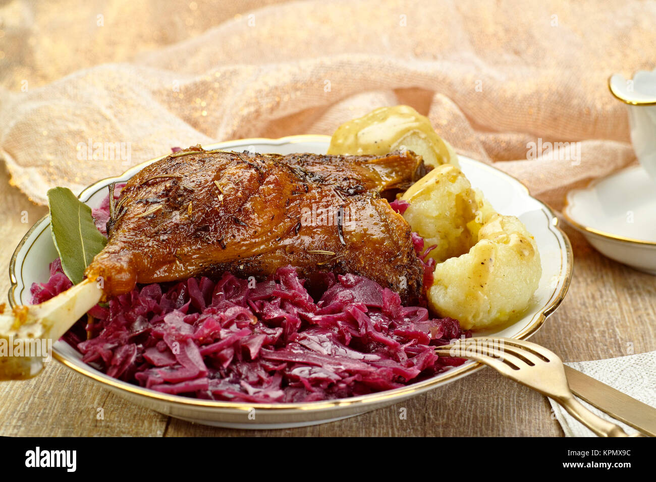 Fried Goose leg Stock Photo - Alamy
