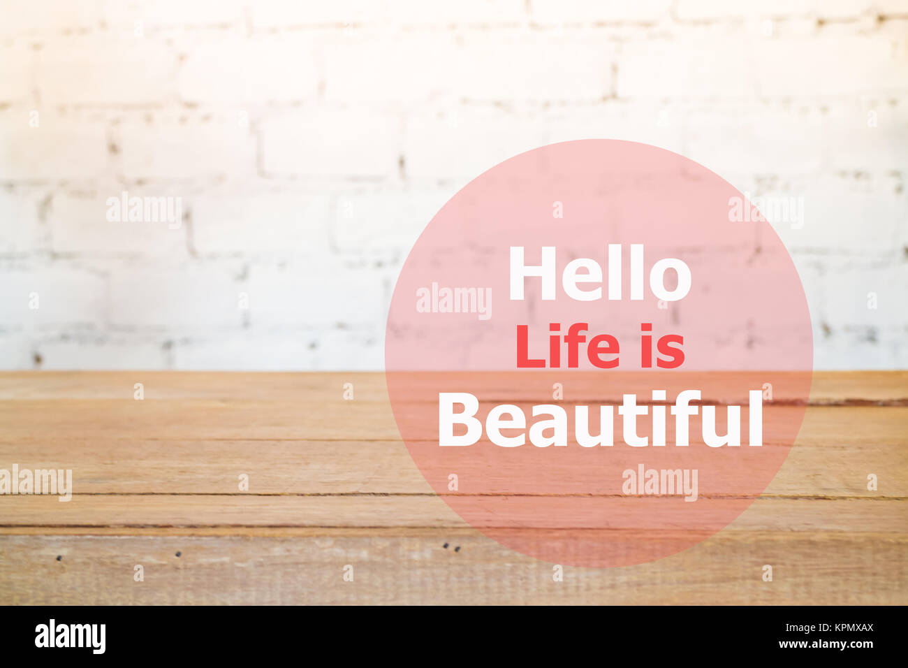Hello life is beautiful quote design poster Stock Photo - Alamy