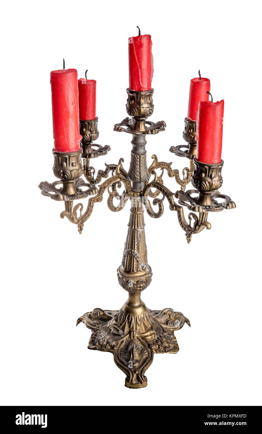 medieval candlestick with 5 candles Stock Photo - Alamy