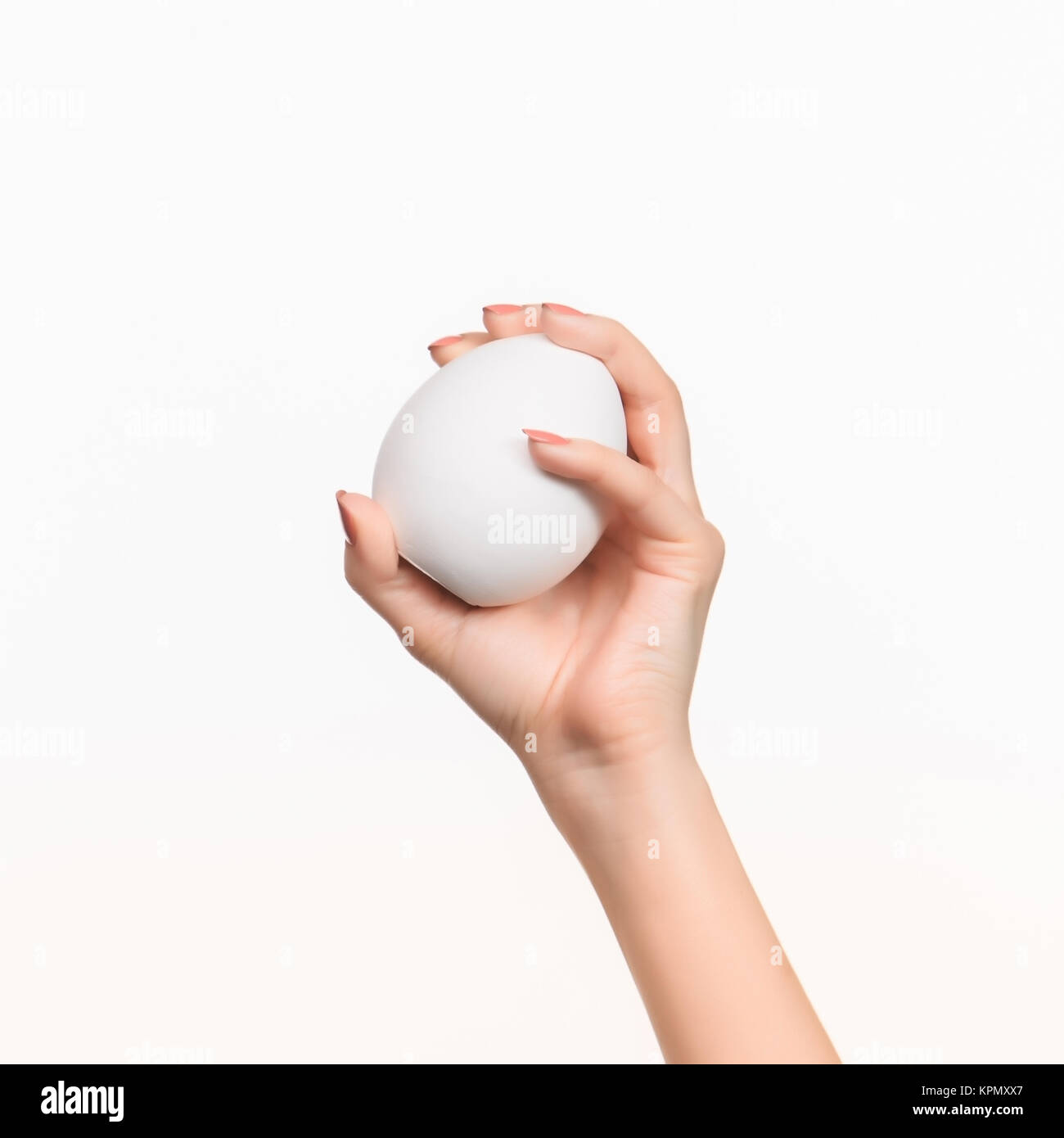 The female hand holding white blank styrofoam oval Stock Photo - Alamy