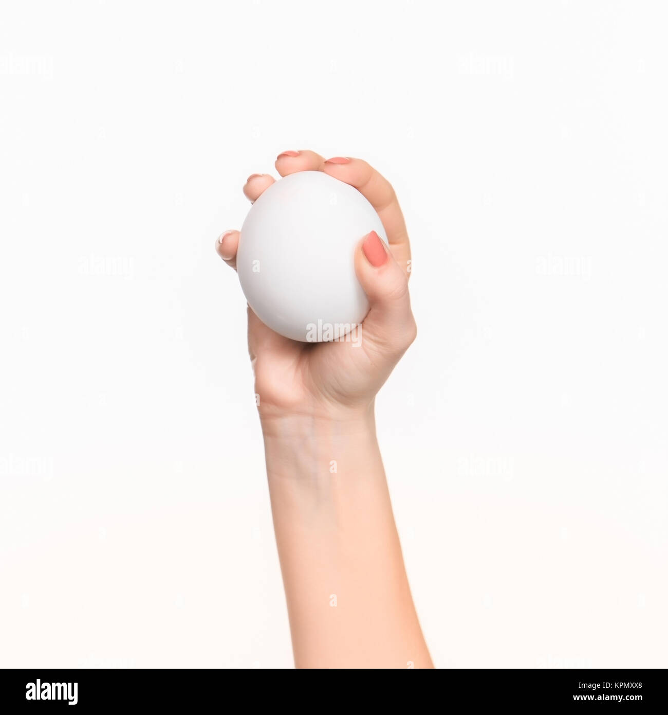 The female hand holding white blank styrofoam oval Stock Photo - Alamy