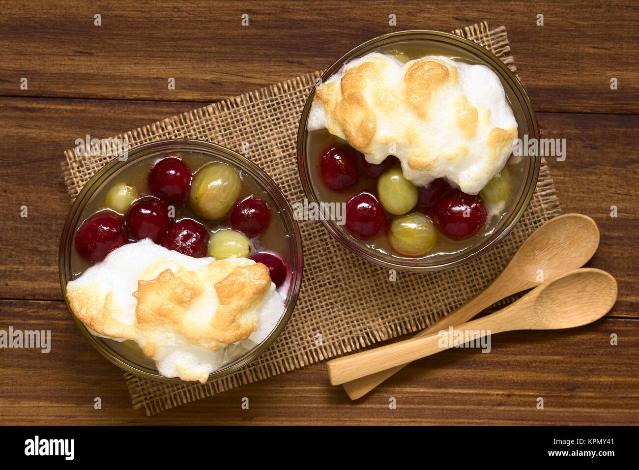 Stewed Gooseberry Dessert with Meringue Stock Photo - Alamy