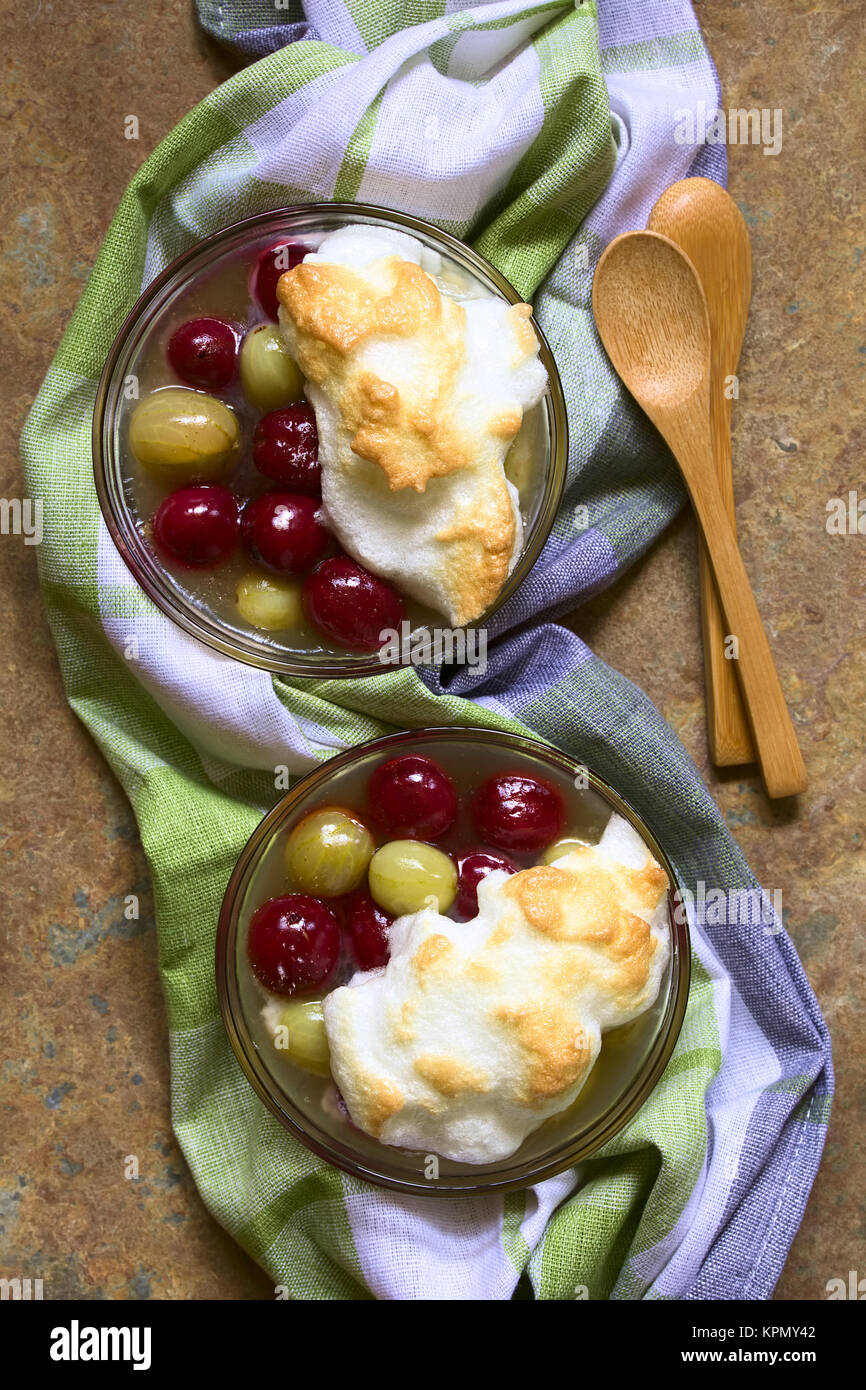 Stewed Gooseberry Dessert with Meringue Stock Photo - Alamy