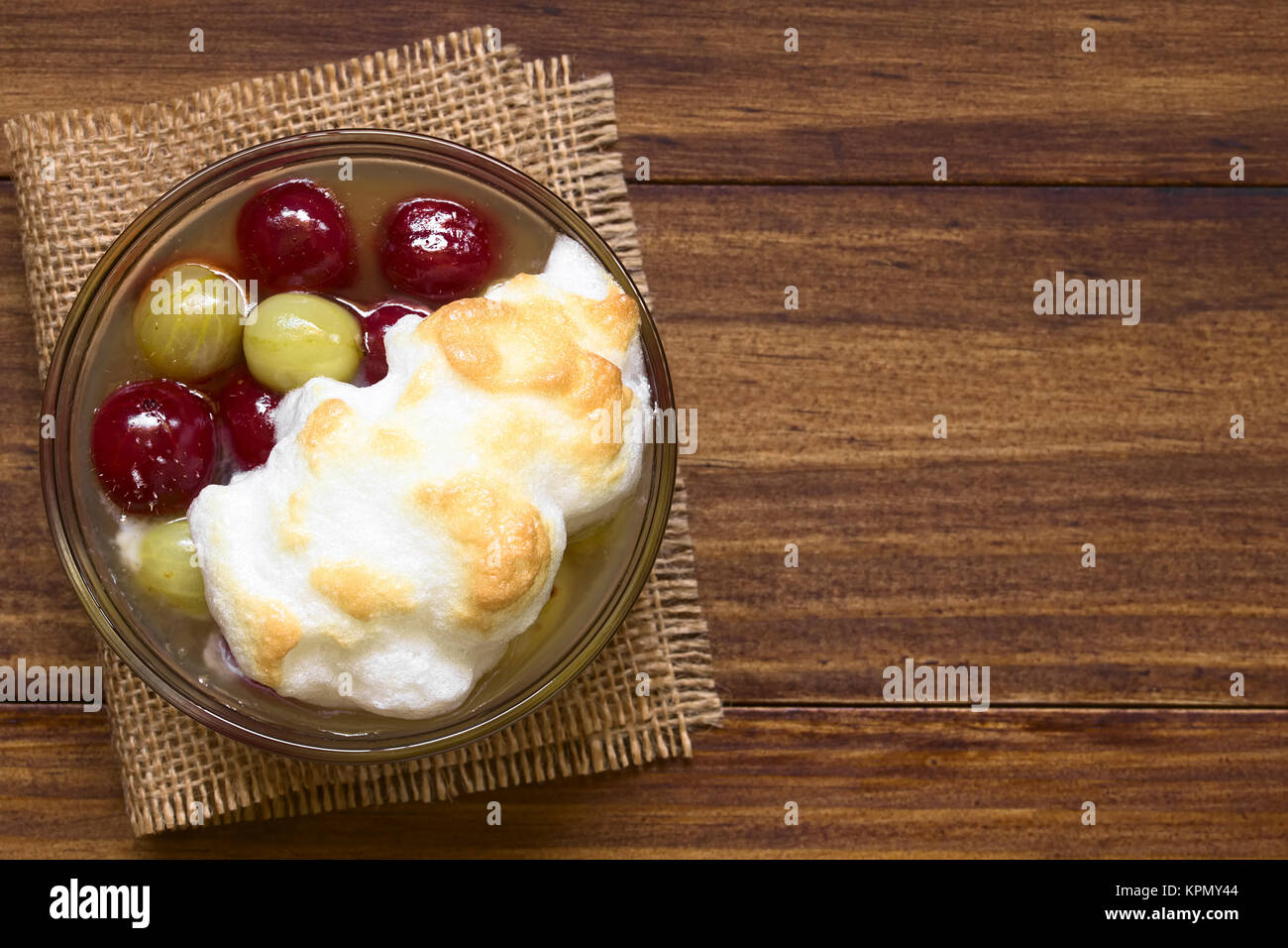 Stewed Gooseberry Dessert with Meringue Stock Photo - Alamy