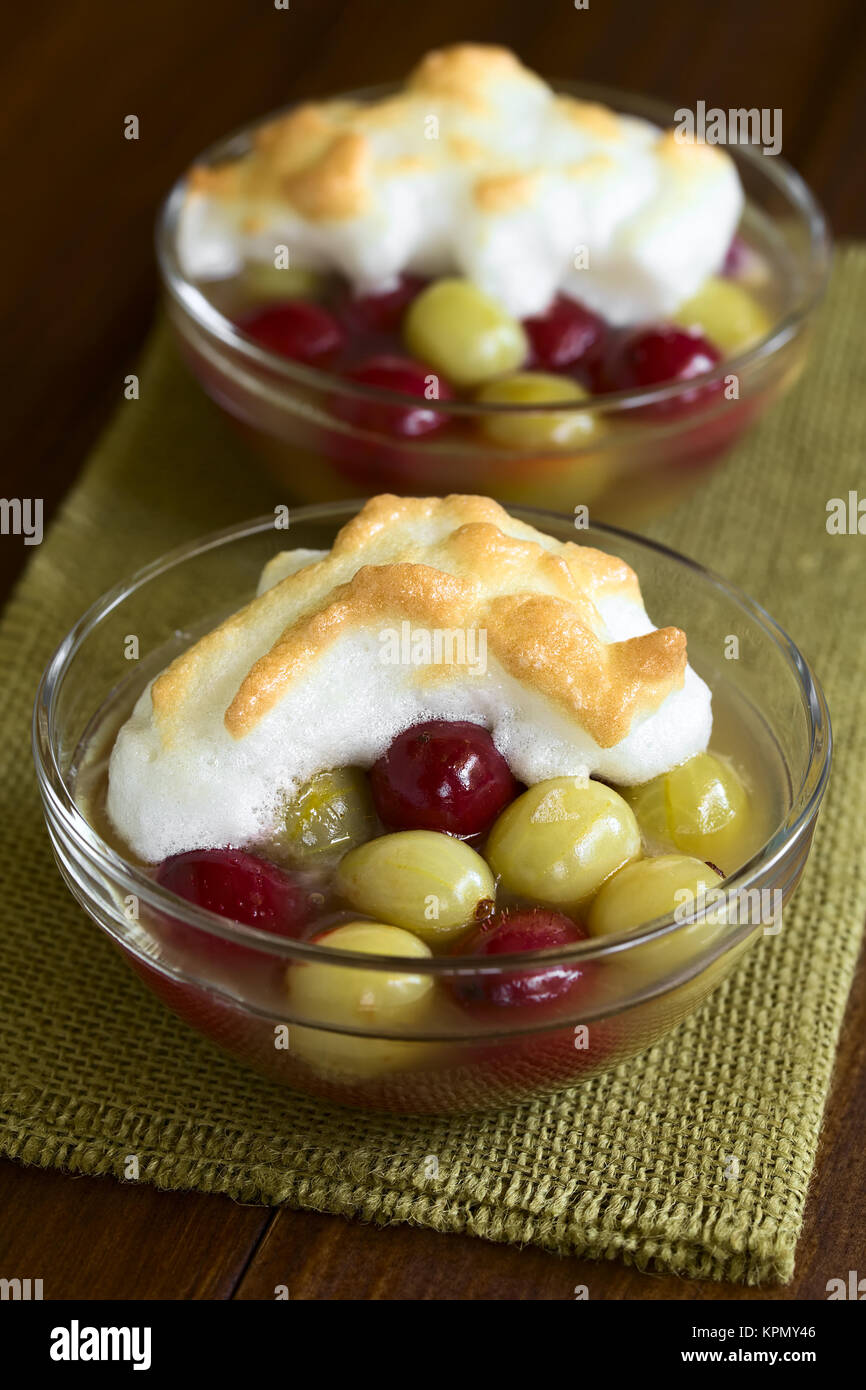 Stewed Gooseberry Dessert with Meringue Stock Photo - Alamy