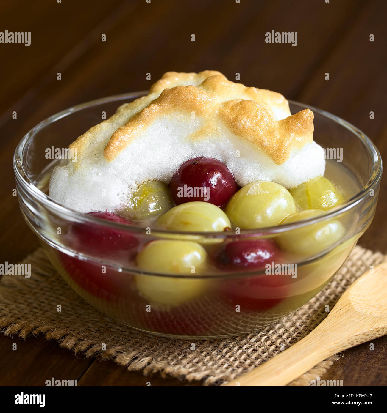 Stewed Gooseberry Dessert with Meringue Stock Photo - Alamy