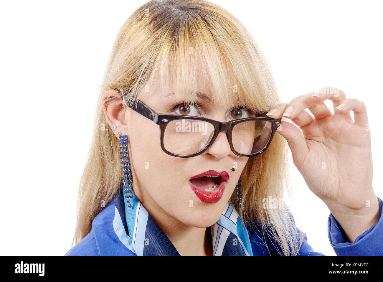funny portrait of a pretty blonde woman Stock Photo - Alamy