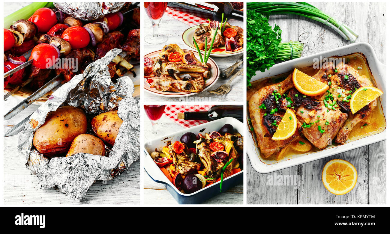 Meat dishes for the spring picnic Stock Photo - Alamy