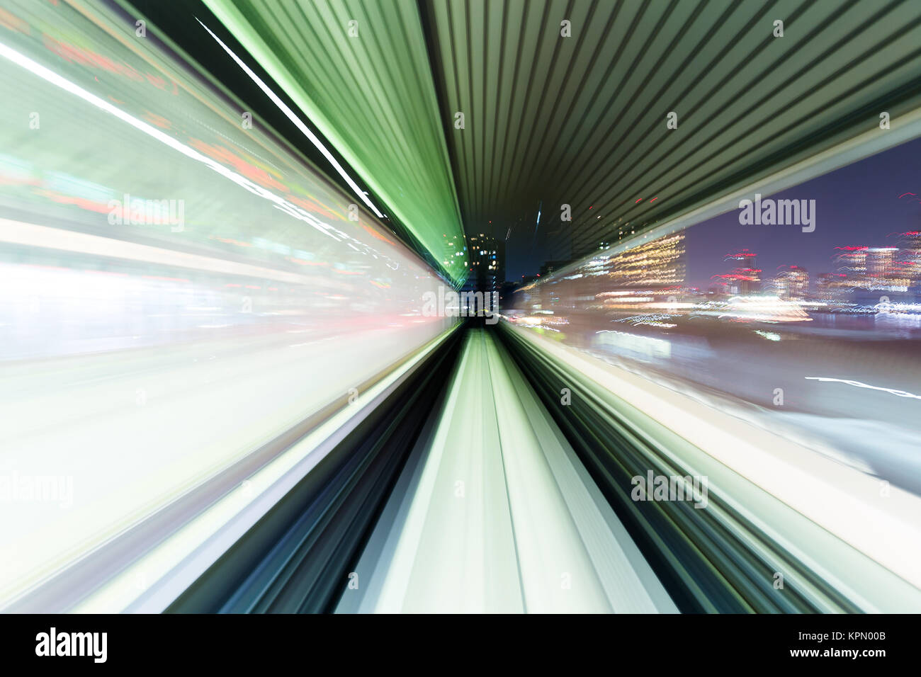Train moving fast at night Stock Photo - Alamy