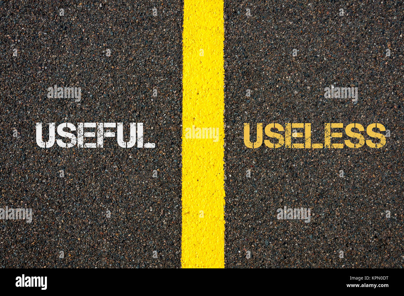 Antonym concept of USEFUL versus USELESS Stock Photo - Alamy