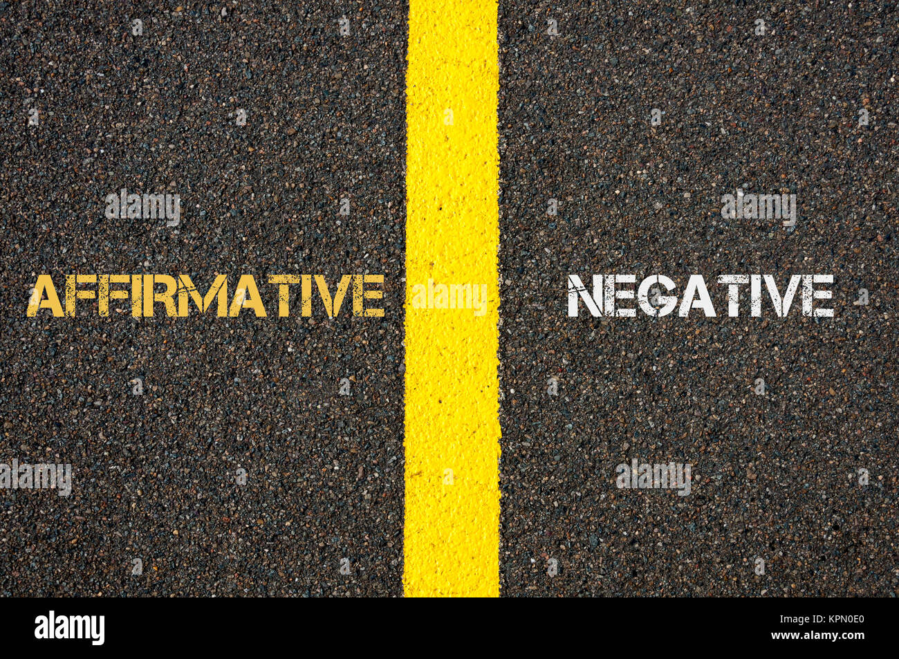 Antonym concept of AFFIRMATIVE versus NEGATIVE Stock Photo - Alamy