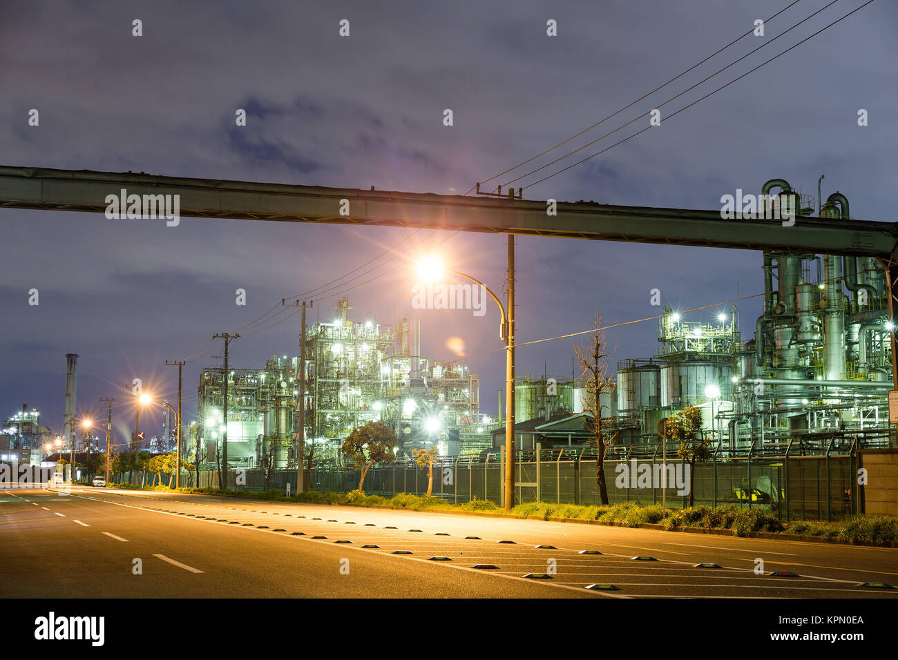 Industrial building at night Stock Photo - Alamy